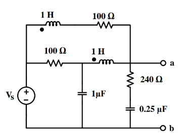 Solved For the circuit given below Vs=150cos(1000t) V and | Chegg.com