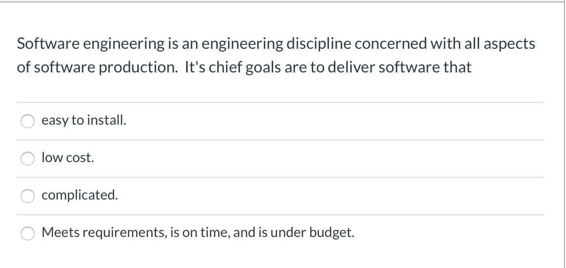 Solved Software engineering is an engineering discipline | Chegg.com