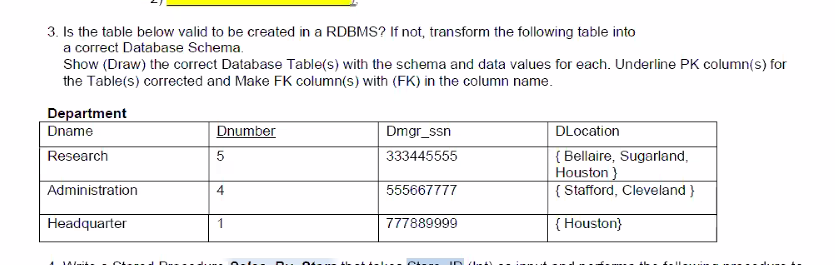 Solved 3. Is the table below valid to be created in a RDBMS? | Chegg.com