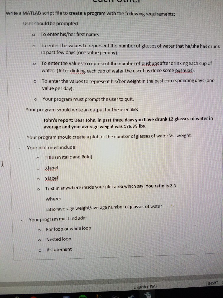 Solved Write A Matlab Script File To Create A Program With 7624