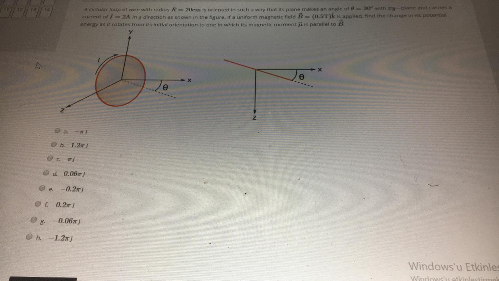 Solved 14 A circular loop of wire with radius R= 20cm is | Chegg.com