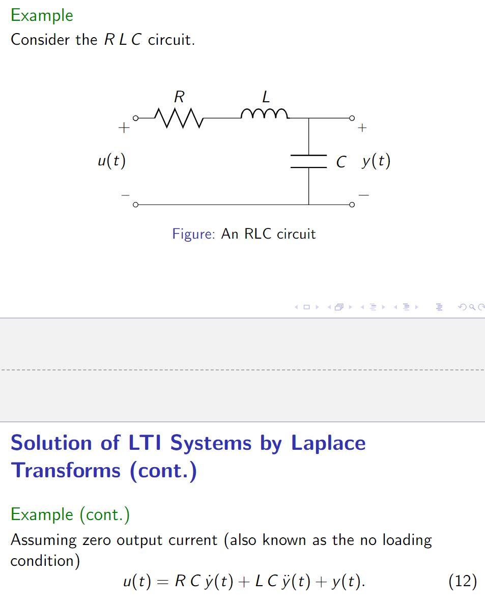 Solved Example Consider the RLC circuit. R M m + + u(t) C | Chegg.com