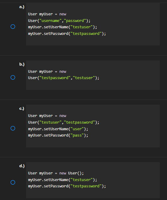 Solved Given the following class, what sets of statements | Chegg.com