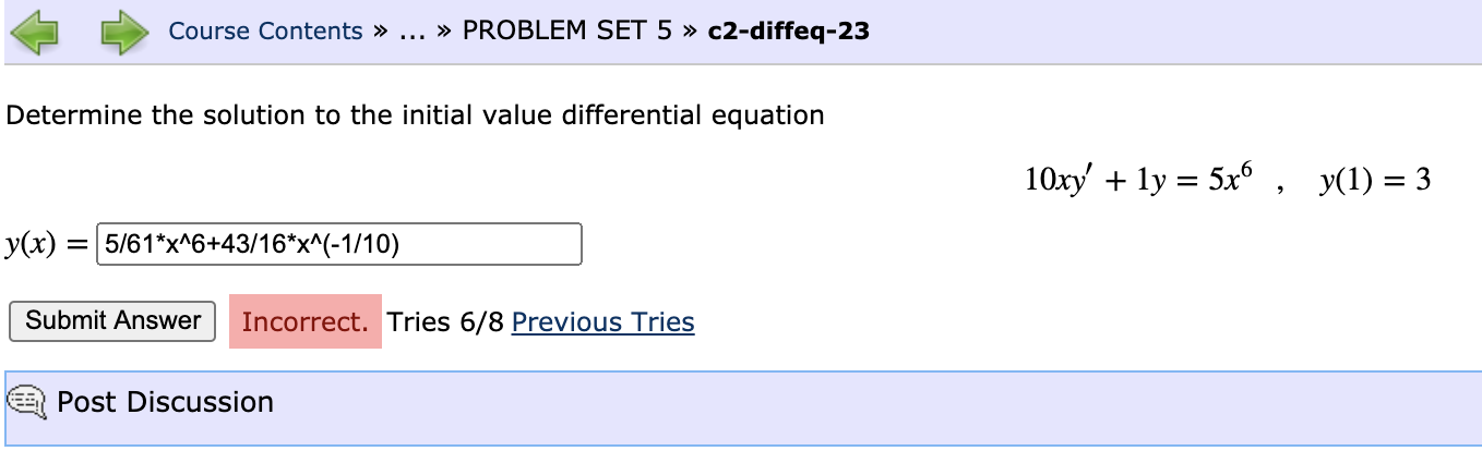 Solved Course Contents » ... » PROBLEM SET 5 » c2-diffeq-23 | Chegg.com