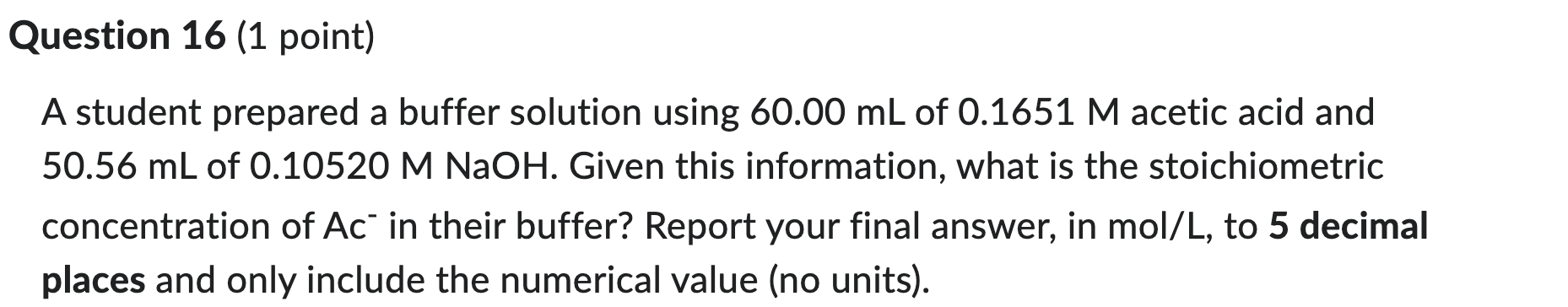 Solved A student prepared a buffer solution using 60.00 mL | Chegg.com