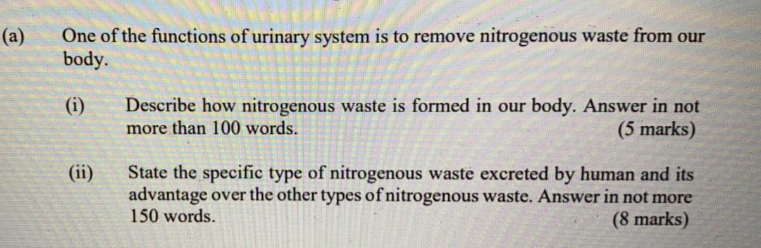 Solved (a) One of the functions of urinary system is to | Chegg.com