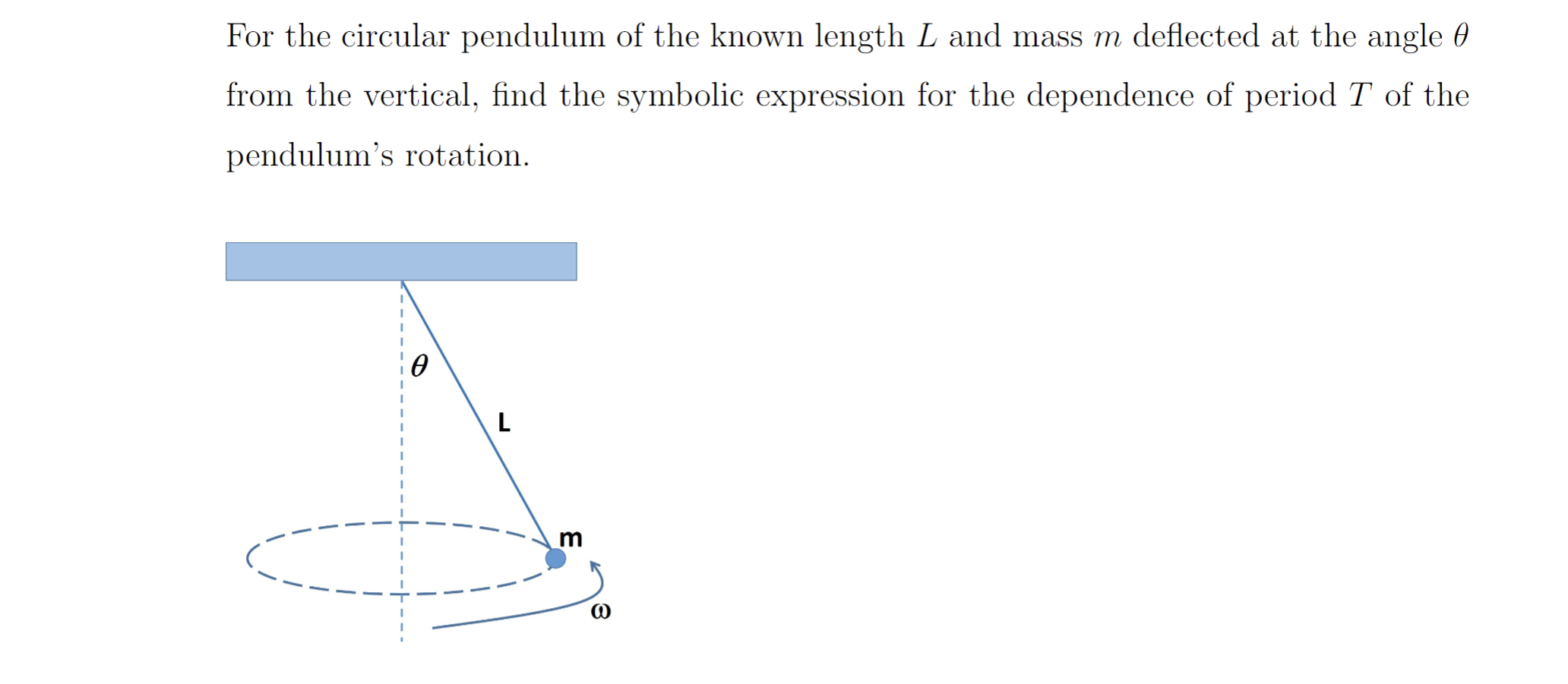 Solved For the circular pendulum of the known length L and | Chegg.com