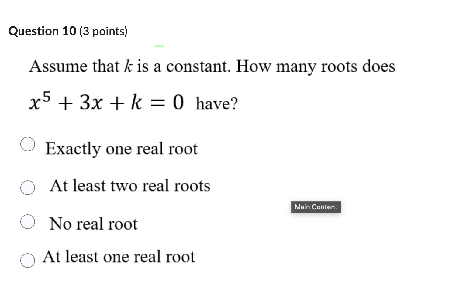Solved Question 10 (3 ﻿points)Assume that k ﻿is a constant. | Chegg.com