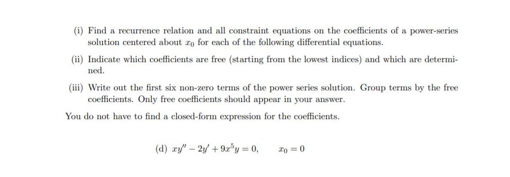 (i) Find a recurrence relation and all constraint | Chegg.com