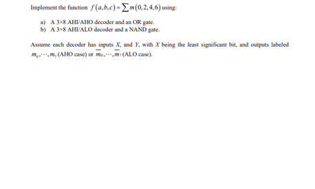 Solved Implement the function f(a,b,c)=∑m(0,2,4,6) using: a) | Chegg.com