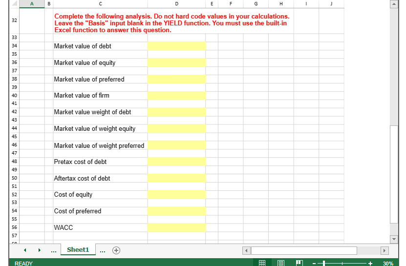 Solved Please answer all blank cells in formulas. No hard | Chegg.com