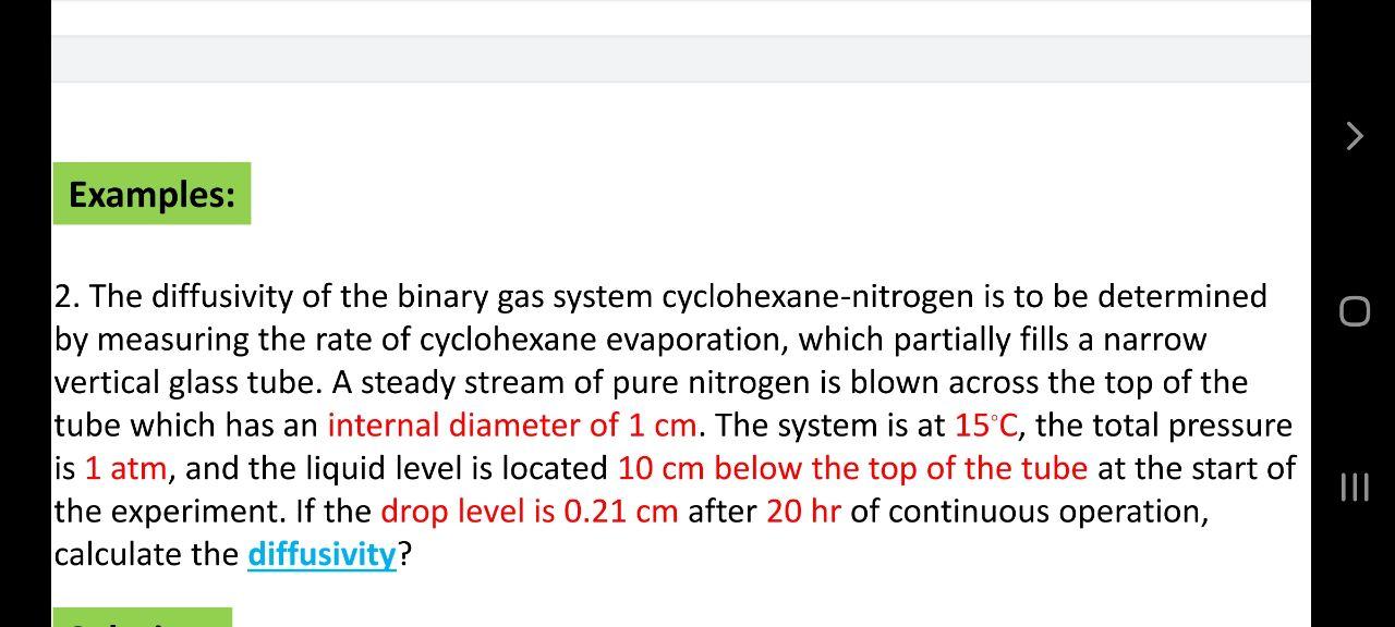 Solved Examples 2 The Diffusivity Of The Binary Gas System 