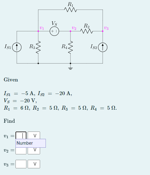 Solved Given IS1=−5 A,IS2=−20 A,VS=−20 | Chegg.com