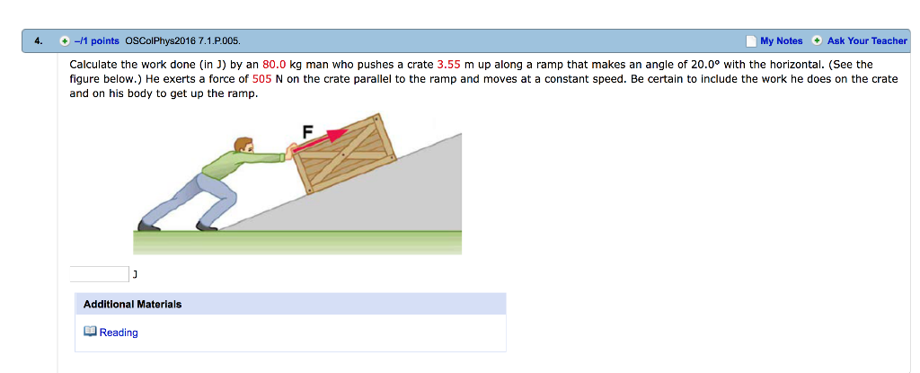 Solved -1 points osColPhys2016 7.1.P.005. Ask Your Teacher | Chegg.com