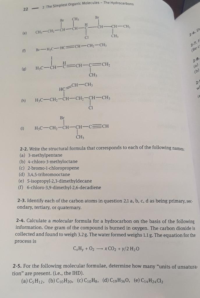 Solved 2-1. Give the IUPAC name for each of the following | Chegg.com