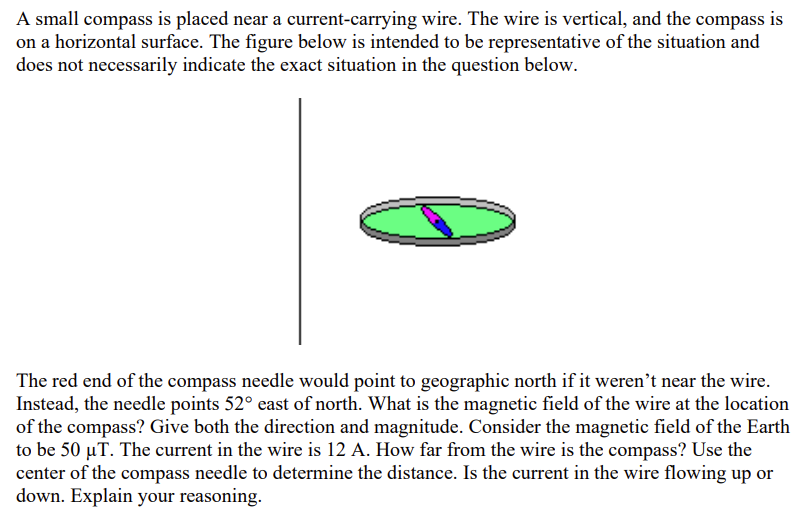 Solved A small compass is placed near a current-carrying | Chegg.com
