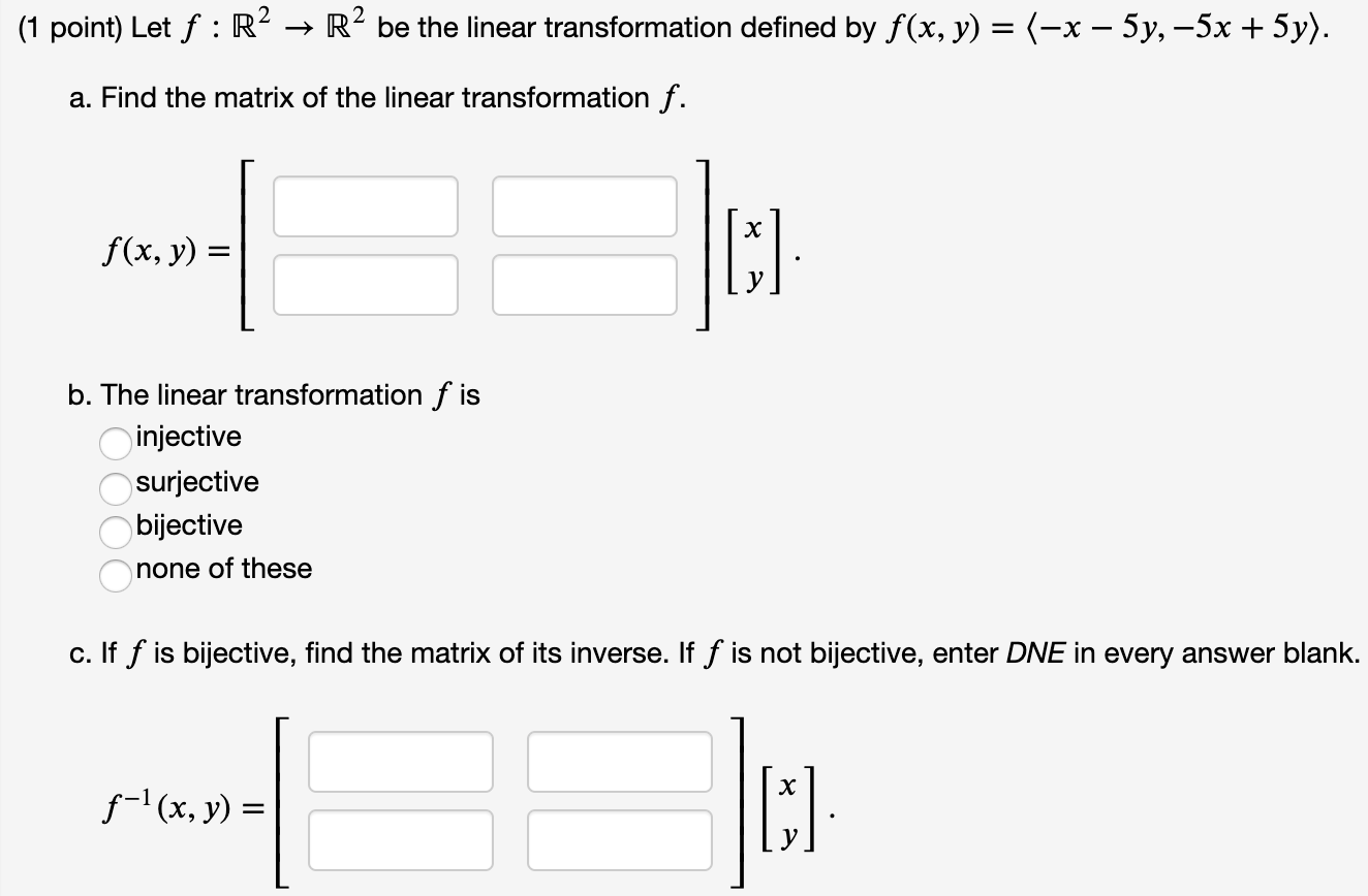 Solved (1 point) Let T: R2 → R2 be the linear transformation | Chegg.com