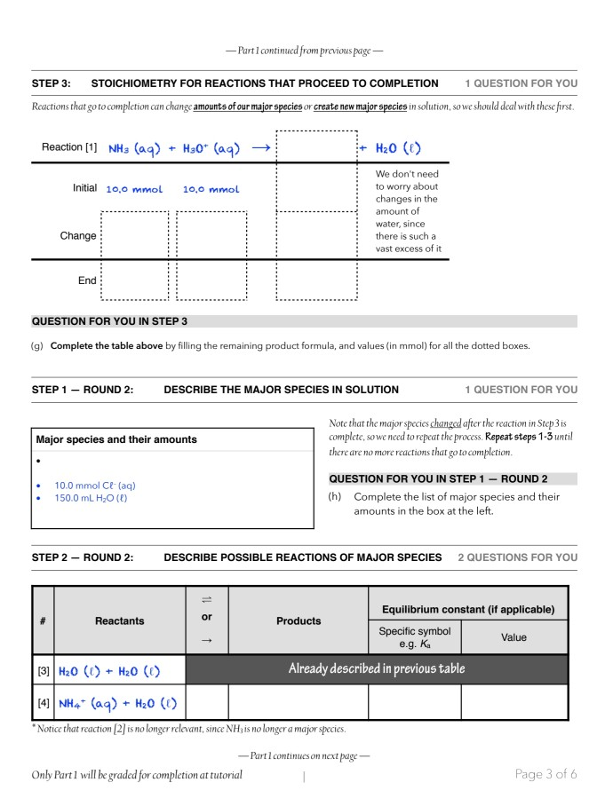 CHEM 203 Tutorial 5: Final PAR solution worksheet | Chegg.com