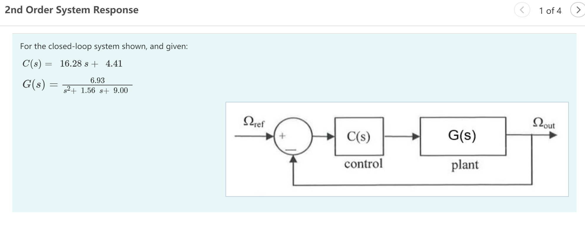Solved 2nd Order System Response 1 of 4 For the closed-loop | Chegg.com