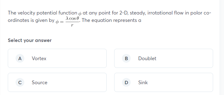 Solved The velocity potential function o at any point for | Chegg.com