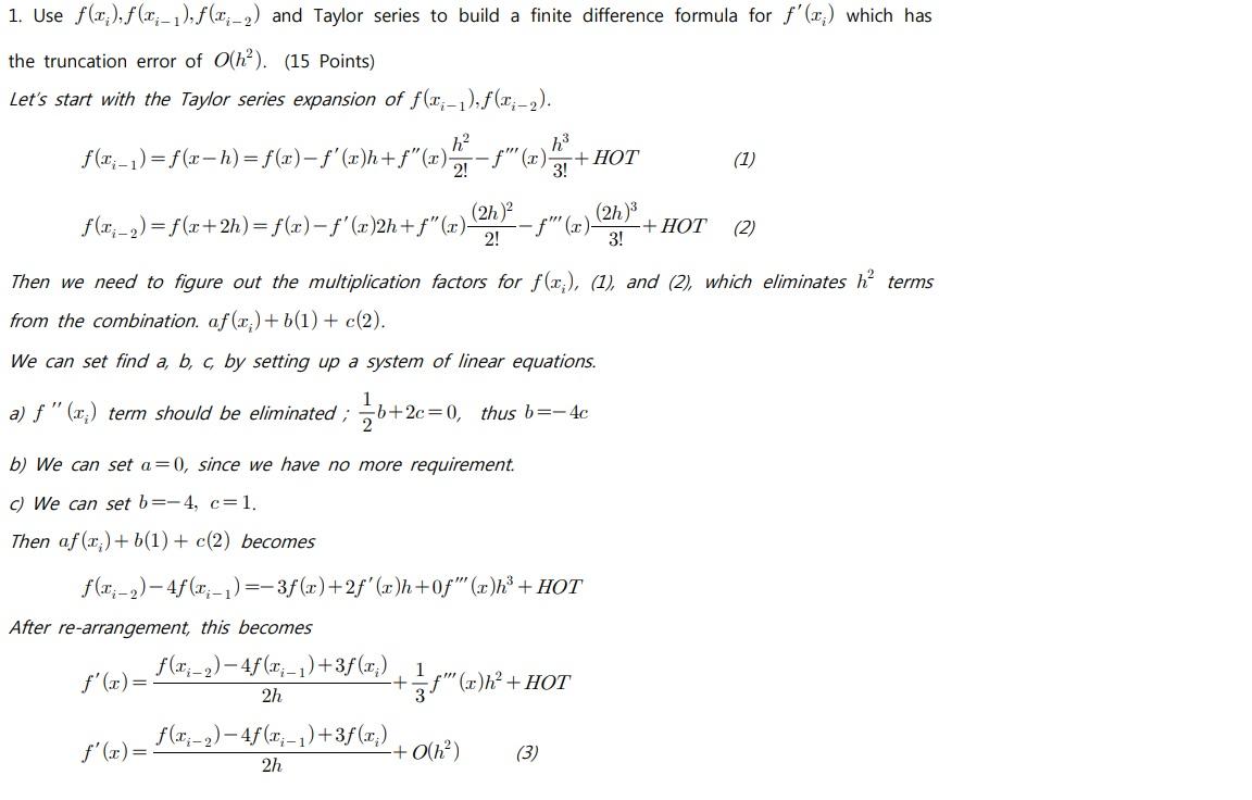 Solved 1. Use f(r;), f(x;-1), f(1;-2) and Taylor series to | Chegg.com