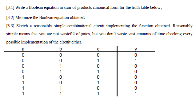 Solved [3.1] Write a Boolean equation in sum-of-products | Chegg.com