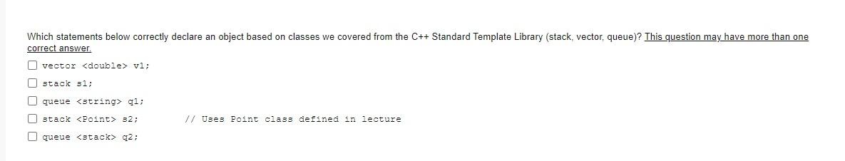 Solved Which statements below correctly declare an object | Chegg.com