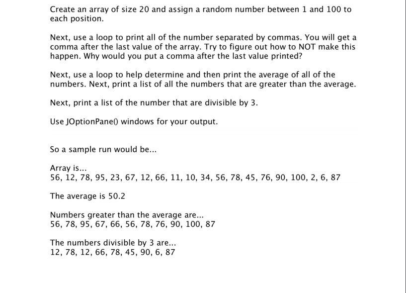 Solved Create an array of size 20 and assign a random number | Chegg.com