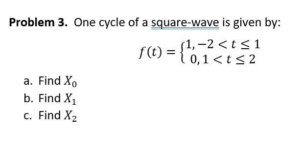 Solved Problem 3. One cycle of a square-wave is given by: | Chegg.com