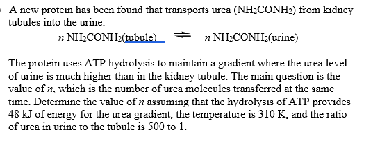 Solved A new protein has been found that transports urea | Chegg.com