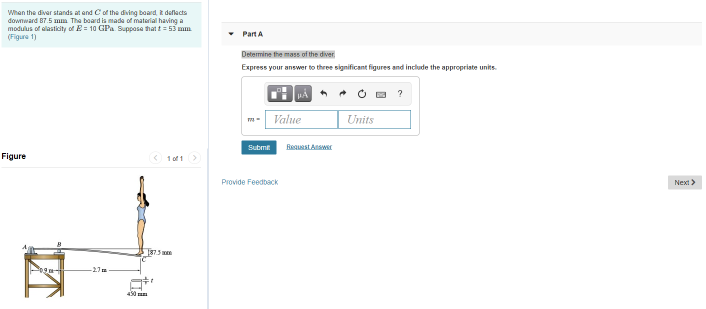 Solved When the diver stands at end C of the diving board, | Chegg.com