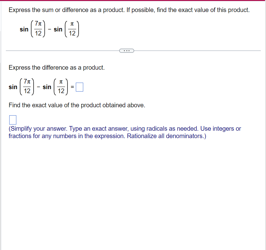 Solved Express the sum or difference as a product. If | Chegg.com