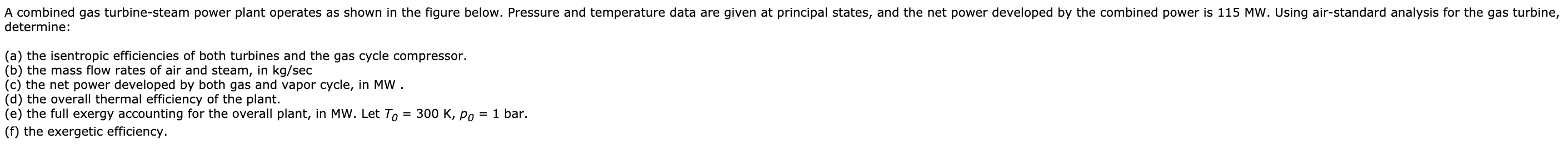 Solved A combined gas turbine-steam power plant operates as | Chegg.com