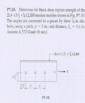 Solved P7.10. Determine the block shear rupture strength of | Chegg.com