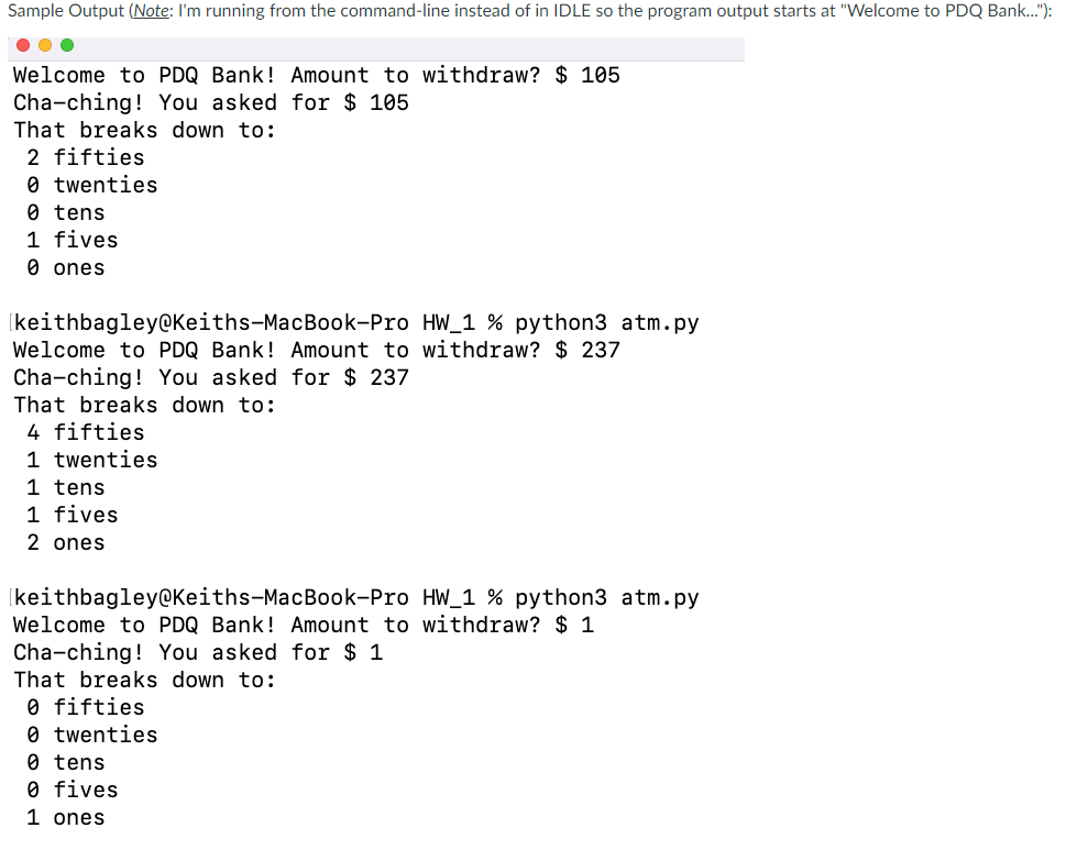 Solved Filename for submission: atm.py Consider the software | Chegg.com