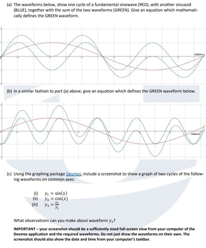 Solved (a) ﻿The waveforms below, show one cycle of a | Chegg.com