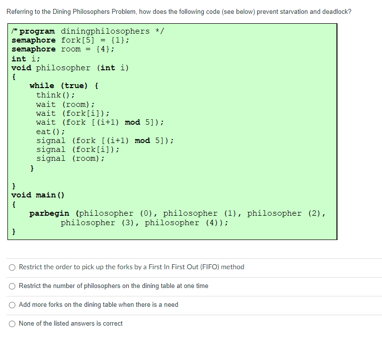 Solved Referring to the Dining Philosophers Problem, how | Chegg.com