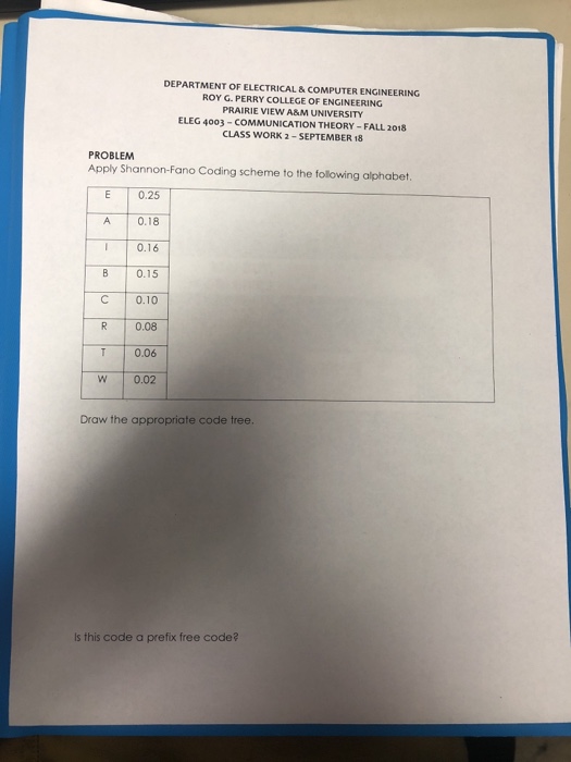 Solved DEPARTMENT OF ELECTRICAL& COMPUTER ENGINEERING ROY G. | Chegg.com