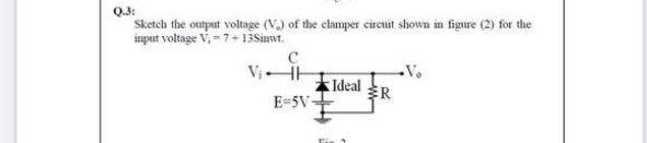 Solved Sketch the output voltage (V) of the clamper circut | Chegg.com