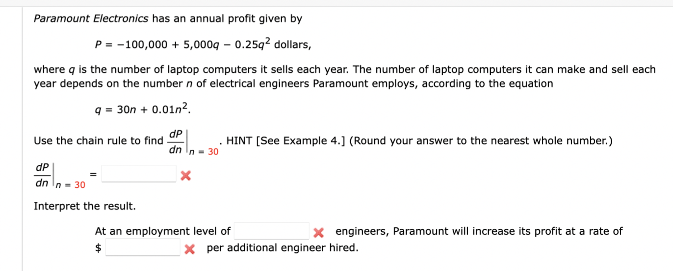 Solved Paramount Electronics has an annual profit given by | Chegg.com