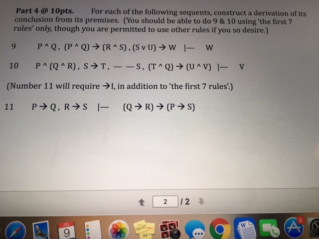 Solved For each of the following sequents, construct a | Chegg.com