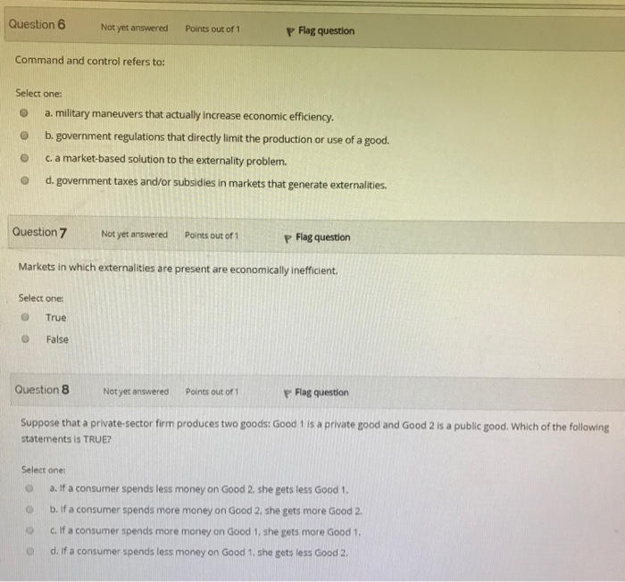 Solved Question 6 Not yet answered Points out of 1 P Flag | Chegg.com