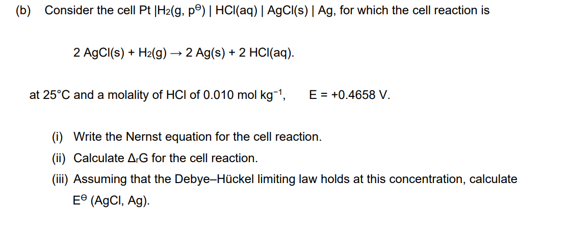 Solved 2AgCl(s)+H2( g)→2Ag(s)+2HCl(aq) at 25∘C and a | Chegg.com