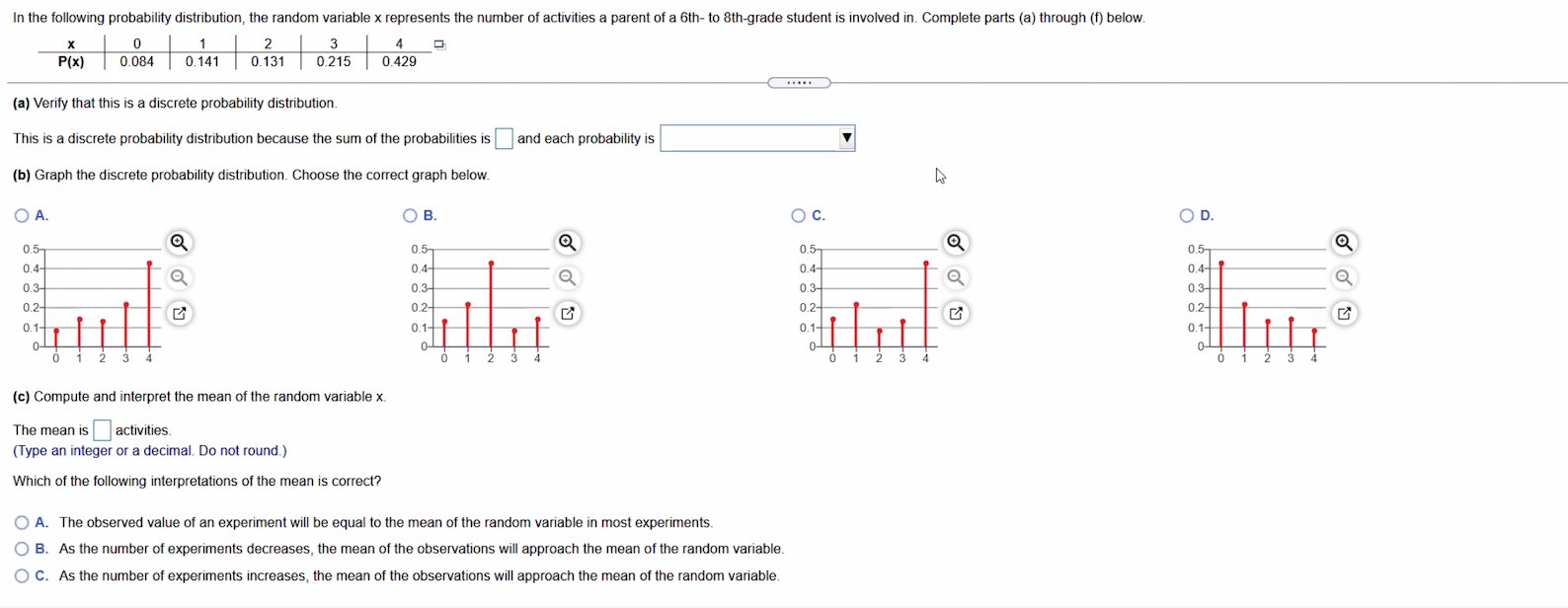 Solved In the following probability distribution, the random | Chegg.com