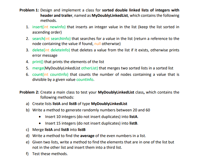 Solved Problem 1 Design And Implement A Class For Sorted