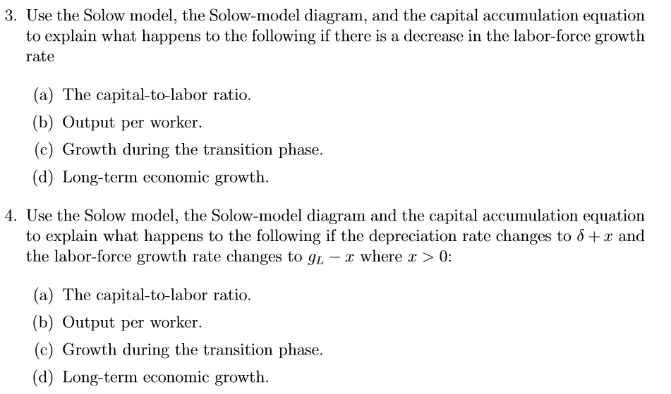 3. Use the Solow model, the Solow-model diagram, and | Chegg.com