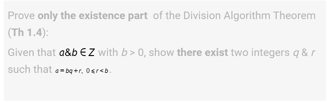 Solved Prove only the existence part of the Division | Chegg.com
