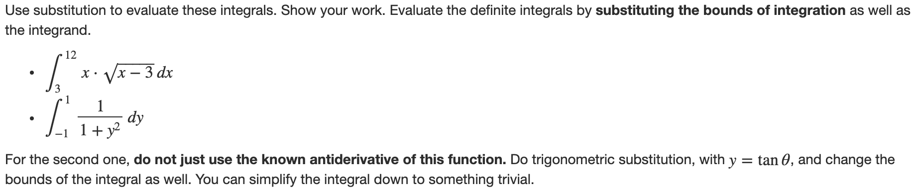Solved Use substitution to evaluate these integrals. Show | Chegg.com