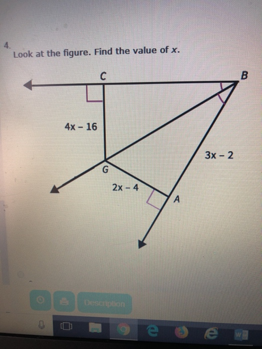Solved 4. Look at the figure. Find the value of x. 4x 16 3x | Chegg.com
