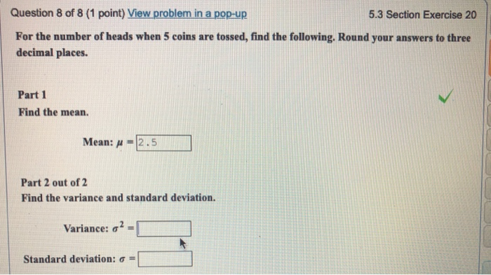Solved Question 8 of 8 (1 point) View problem in a pop-up | Chegg.com